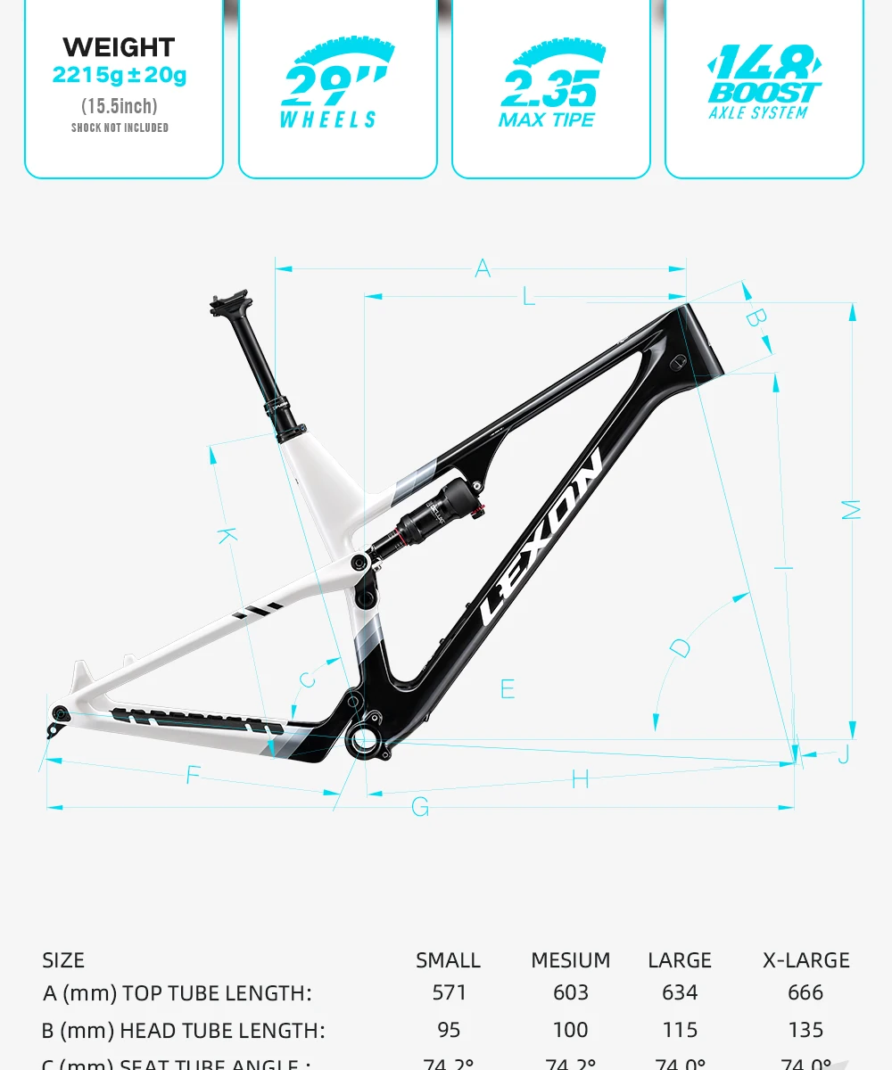 LEXON FLYER Full Suspension Carbon MTB Frames 29er 15.5/17.5/19/21 ...