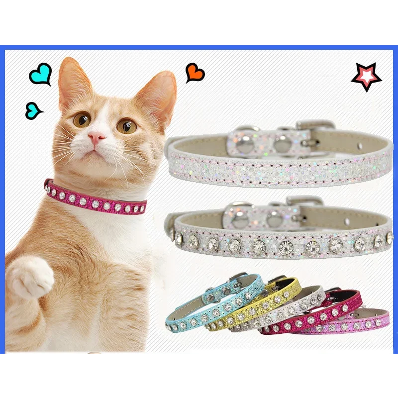Shining-Diamond-Rhinestone-Cat-Collar-Puppy-Baby-Dog-Cat-Collar-Leather ...