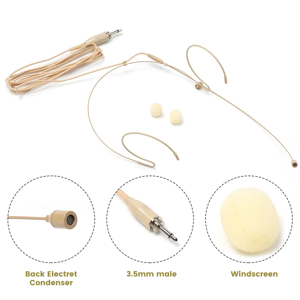 Beige-Microphone-Double-Earhook-Headset-Mic-Headworn-Microphone-For-For ...