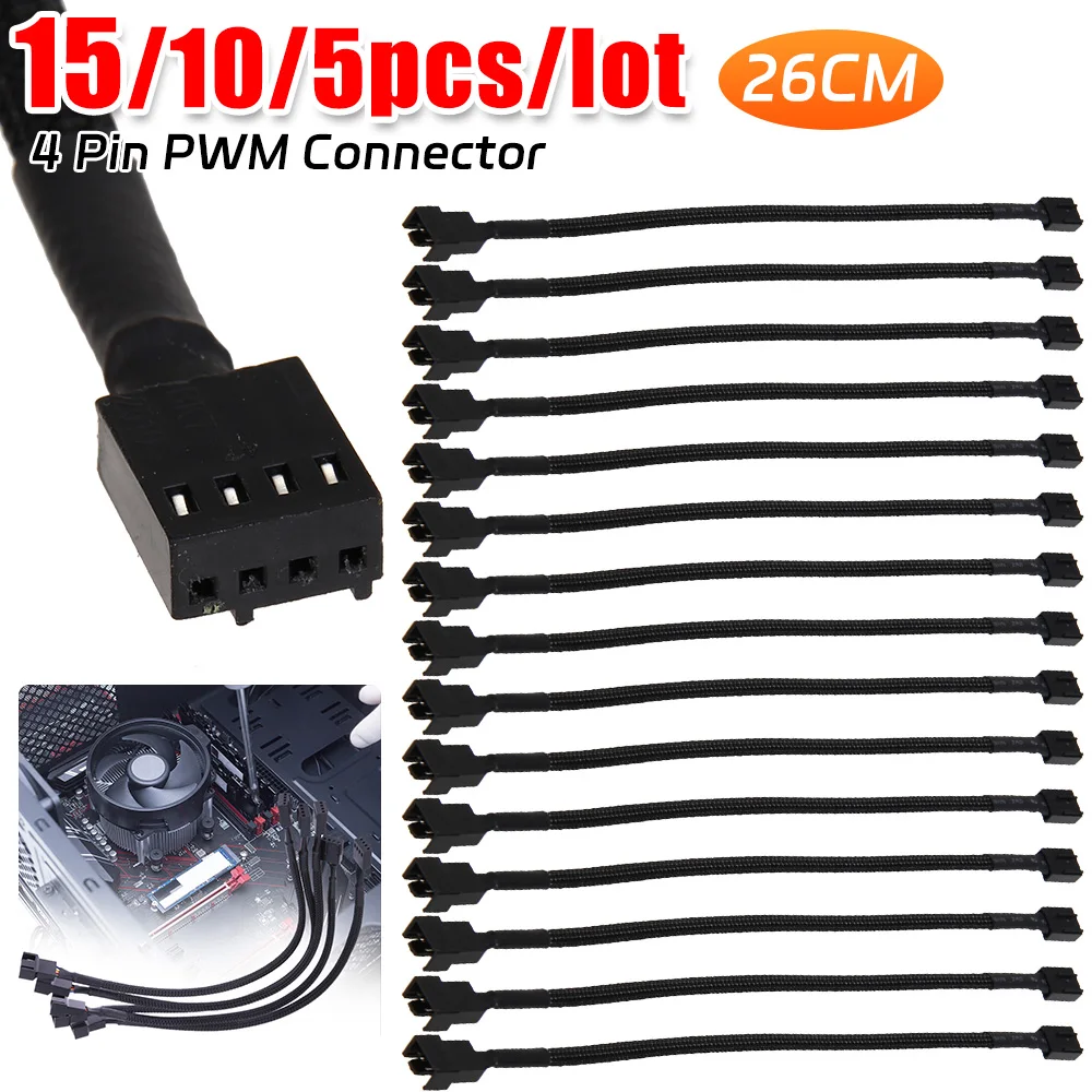 5-15PCS-4-Pin-PWM-Connector-Case-Fan-Extension-Power-Cable-26cm-for ...
