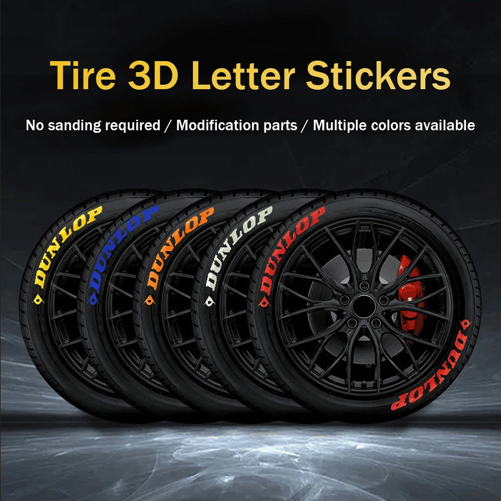 DUNLOP Letter Stickers 3D Dunlop Tire Letter Stickers Car & Motorcycle ...