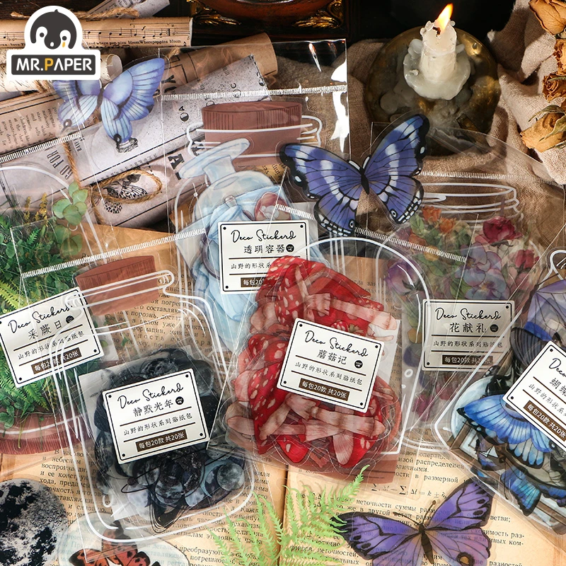 Mr.paper 6 Styles 20 Pcs Periodical Ins Washi Stickers Book For Kids ...