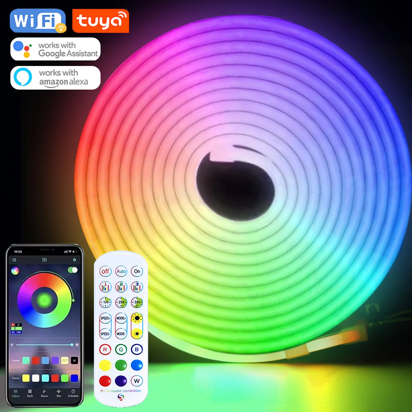 5V-USB-Tuya-WiFi-Neon-LED-Strip-Light-1M-2M-3M-4M-5M-Silicone ...