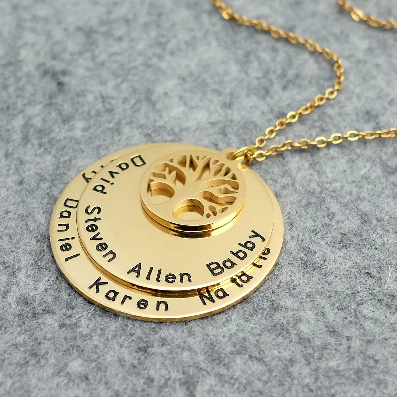 Personalized Family Tree Necklace Customized Engraved Family Names ...