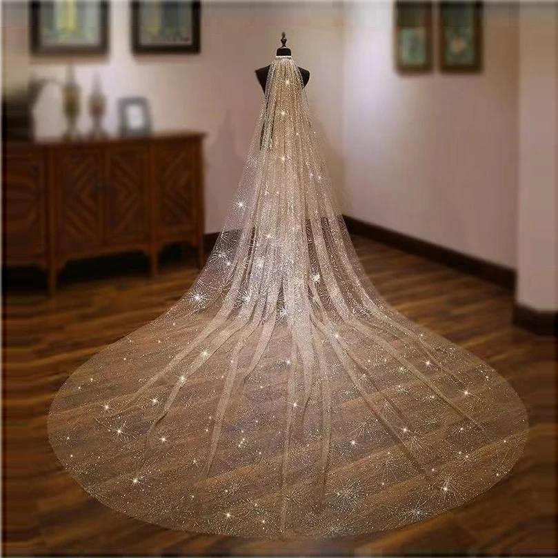 Champagne Color Wedding Veil Bridal Veils Fingertip Veil Edge Single ...