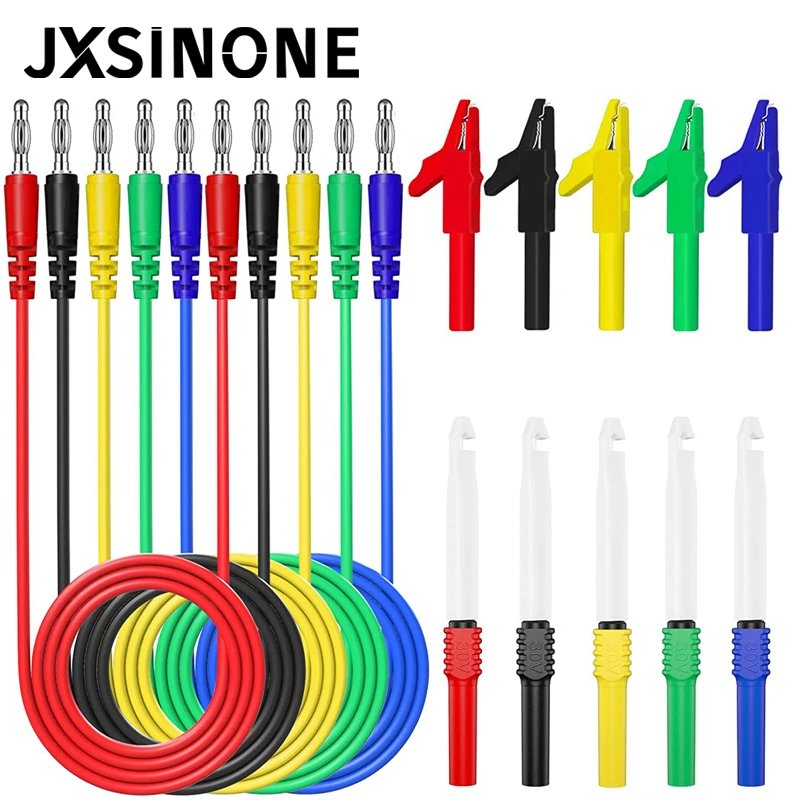 JXSINONE P1043B 4mm Banana Plug Test Leads Kit with Safty Puncture ...