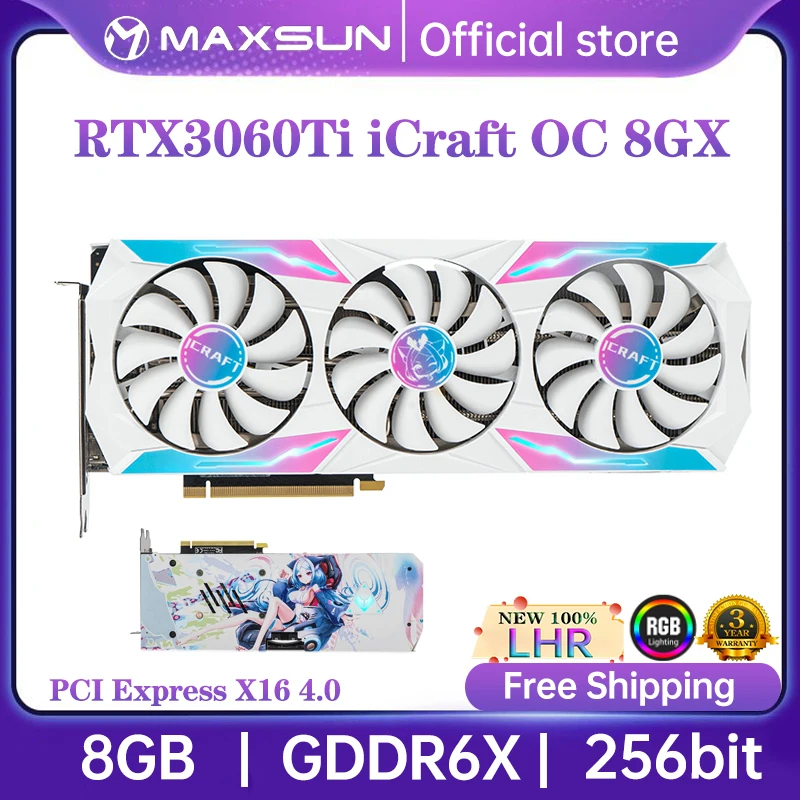Maxsun Graphics Cards Nvidia Rtx 3060ti Icraft Oc 8g Gddr6x Gpu 8nm Nvidia Computer Pc 256bit Dp ...