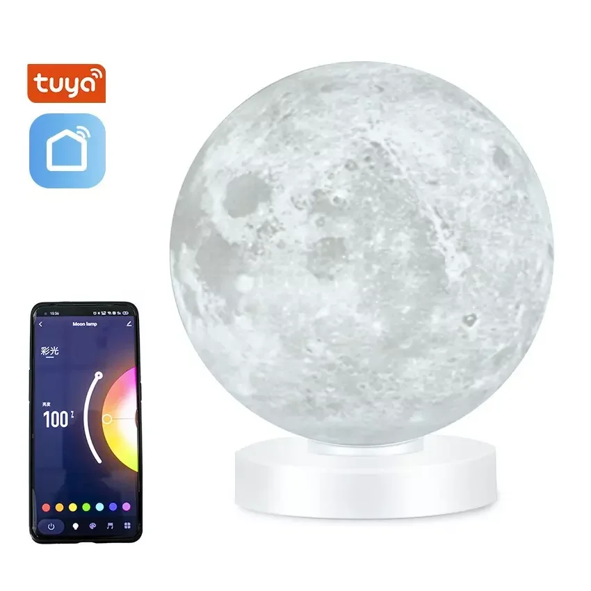 Glomarket Smart Tuya Wifi 3D Print Moon Light 7W Led Tuya Dual Mode ...