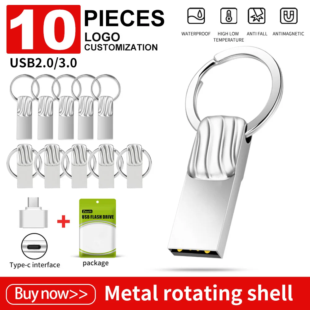 Zsuit 10pcs Usb Flash Drive 4G 8G Pen Drives 3.0 Waterproof Metal ...