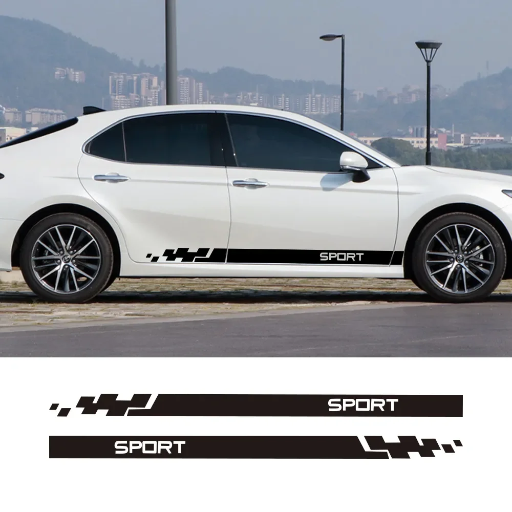 2PCS-Car-Both-Side-Door-Stripes-Stickers-Auto-Vinyl-Film-Sports-Style ...