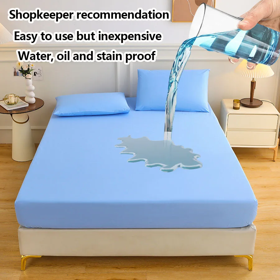 1pc Waterproof Quilted Mattress Protector Breathable Mattress Cover Anti-mite Anti-bacterial ...
