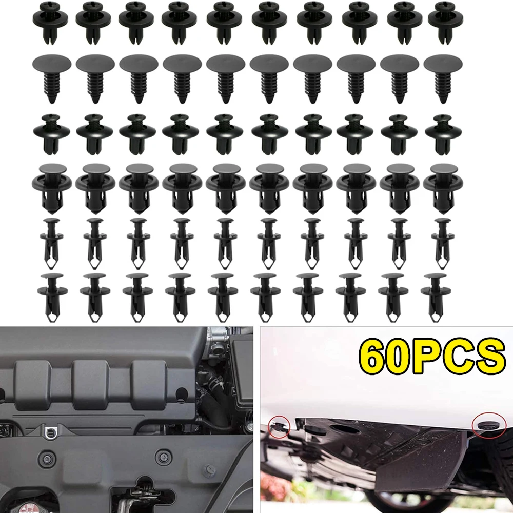 60Pcs 6 Size Auto Fastener Clips For Mitsubishi ralliart Lancer 9 10 ...