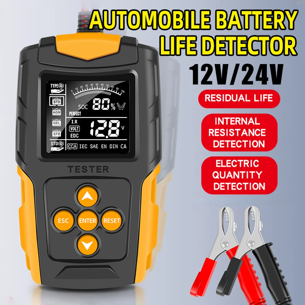 DM-12V-24V-Car-Battery-Tester-LCD-Orange-Analyzer-Charger-Diagnostic ...