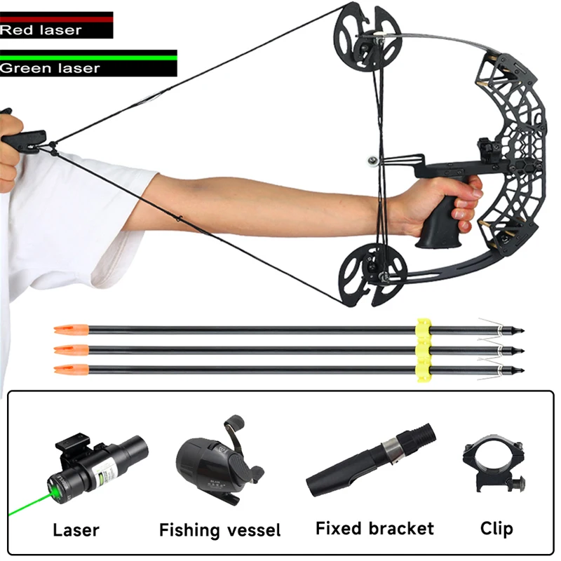 45lb-Mini-Compound-bow-and-Arrow-Shooting-Take-down-Pulley-bow-and-fish ...
