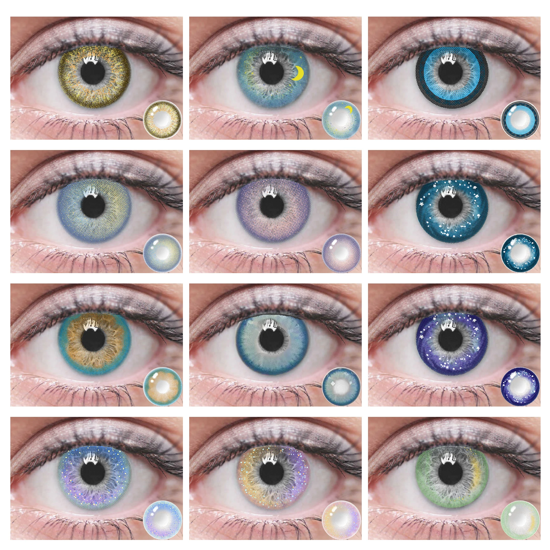 2pcs Coloured Contact Lenses With Graduated For Eyes Change Color ...