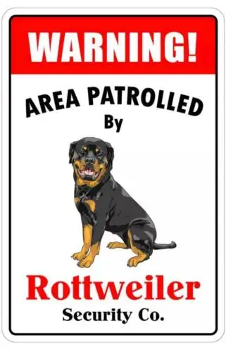 Metal Sign Plate Beware Of Patrol Rottweiler Warning Home Decor Gate ...