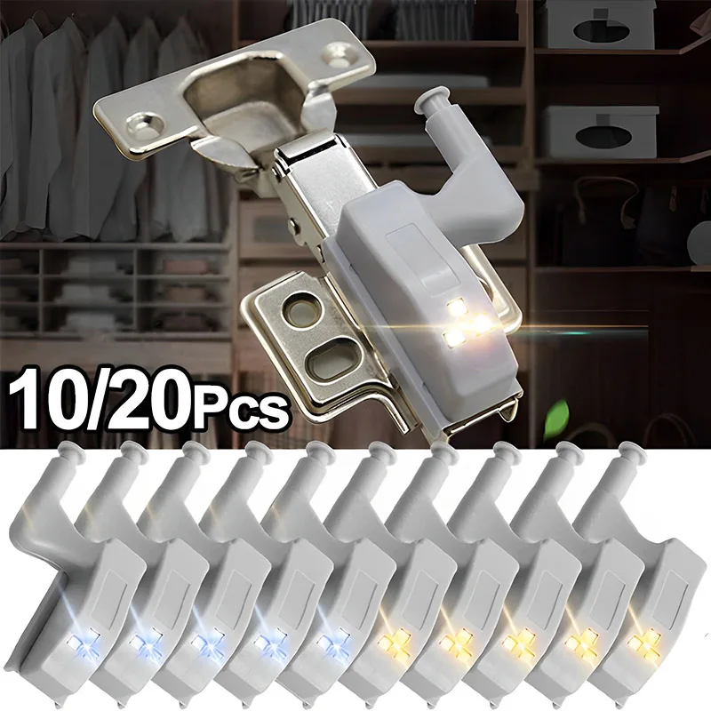 10/20pcs Led Inner Hinge Lamp Universal Cabinet Sensor Lights Cupboard Closet Wardrobe Induction ...