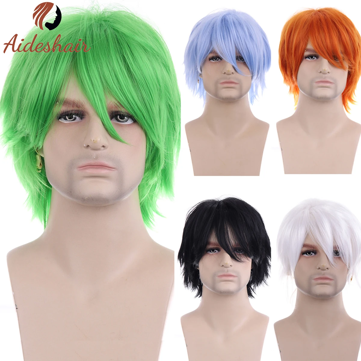 Aideshair-synthetic-wig-Unisex-Anime-Cosplay-Wig-Short-Orange-Red ...