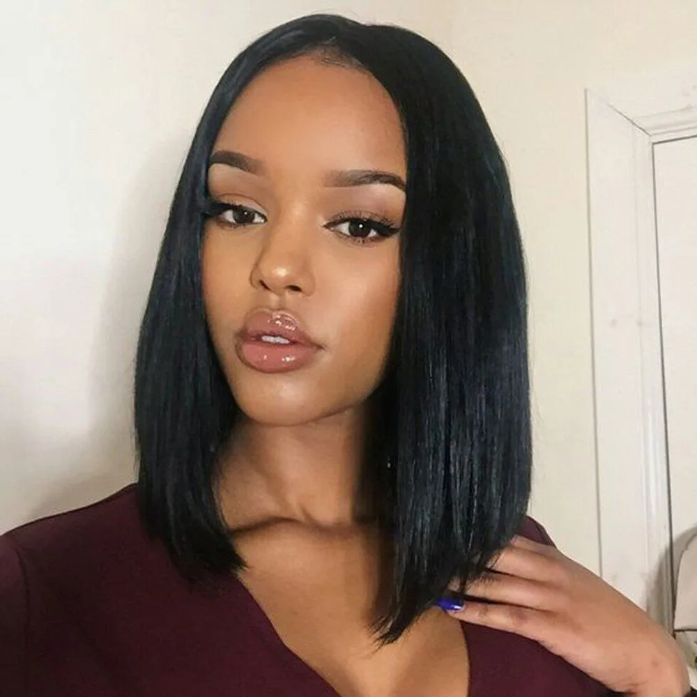 Perucas-de-cabelo-humano-de-Bob-curto-reto-para-mulheres-negras-parte ...