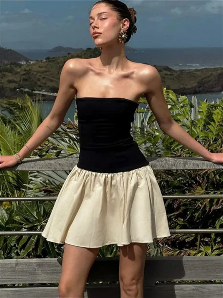 Mini-Dress-Patchwork-Strapless-Frock-Midnight-Club-Partywear-Outfits ...
