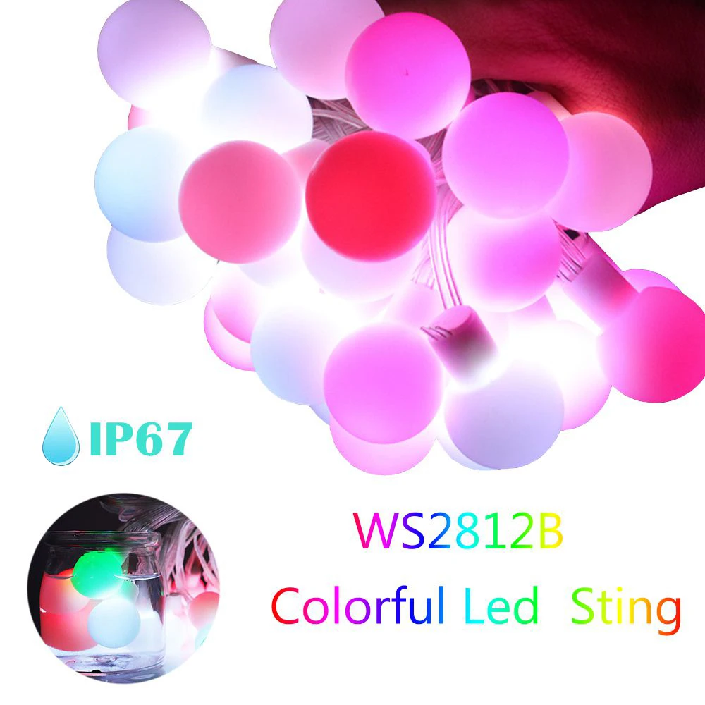 WS2812b LED Round Ball String Lights Addressable Individually Strip For ...