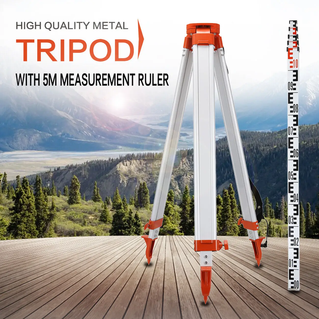 5m Staff 1.65m Aluminum Tripod For Laser Level Leveling Construction ...