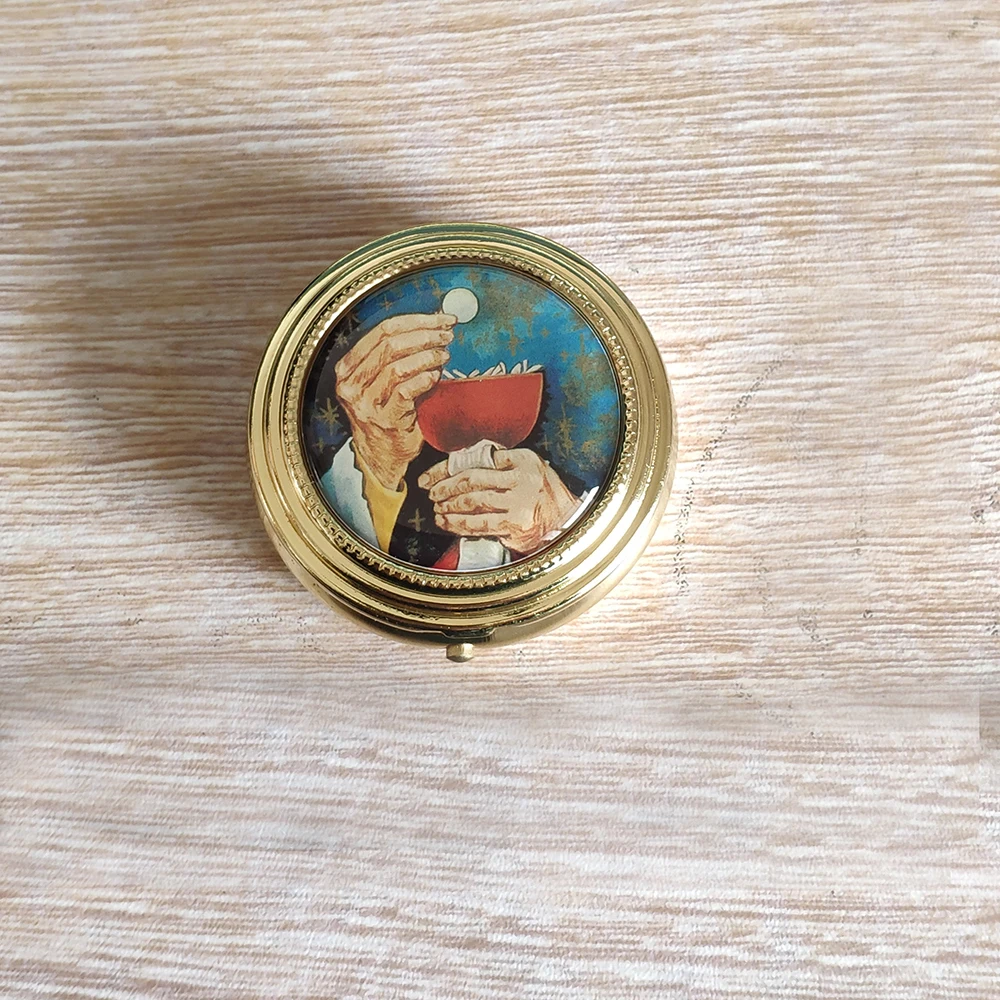 Catholic Holy Grail Box Small Pyx For Eucharist Host Zinc Alloy Carry ...