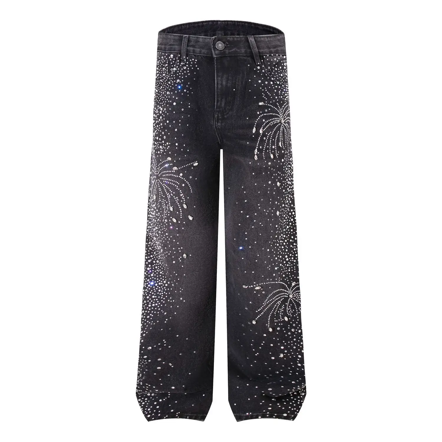 Fashion High Street Vibe Style Jeans Pants With Hotfix Rhinestone Men's ...