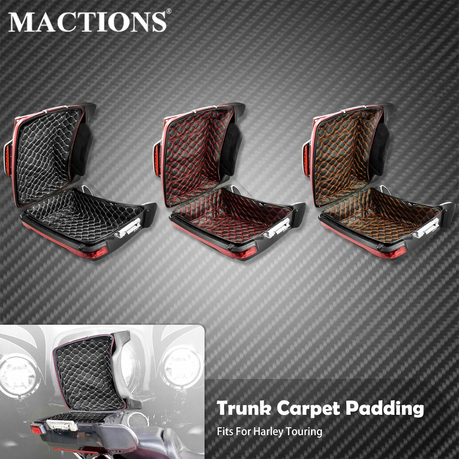 Motorcycle Chopped Pack Trunk Carpet Liner For Harley Touring Road King ...