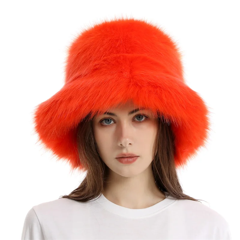 Warm-Plush-Bucket-Hat-Women-Oversize-Earflaps-Fluffy-Faux-Fur-Hats ...