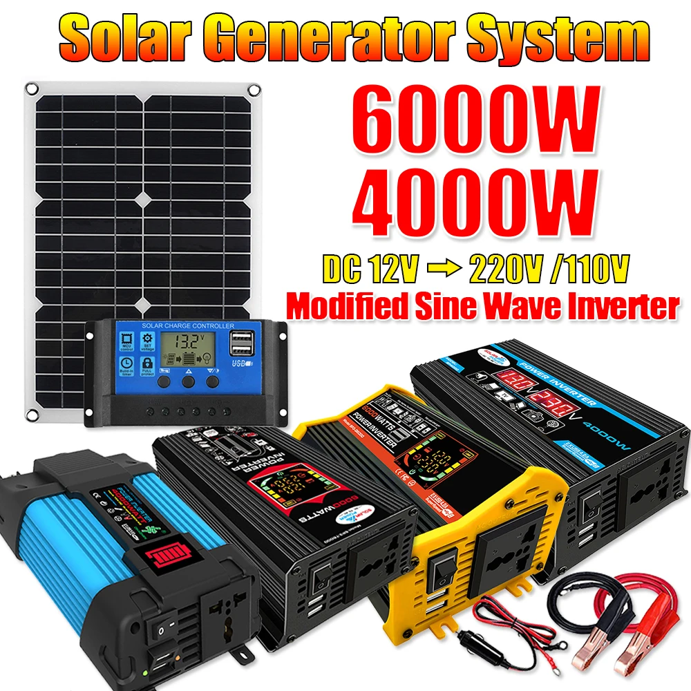 Solar-Generation-System-Kit-6000W-4000W-Modified-Sine-Wave-Inverter-18W ...