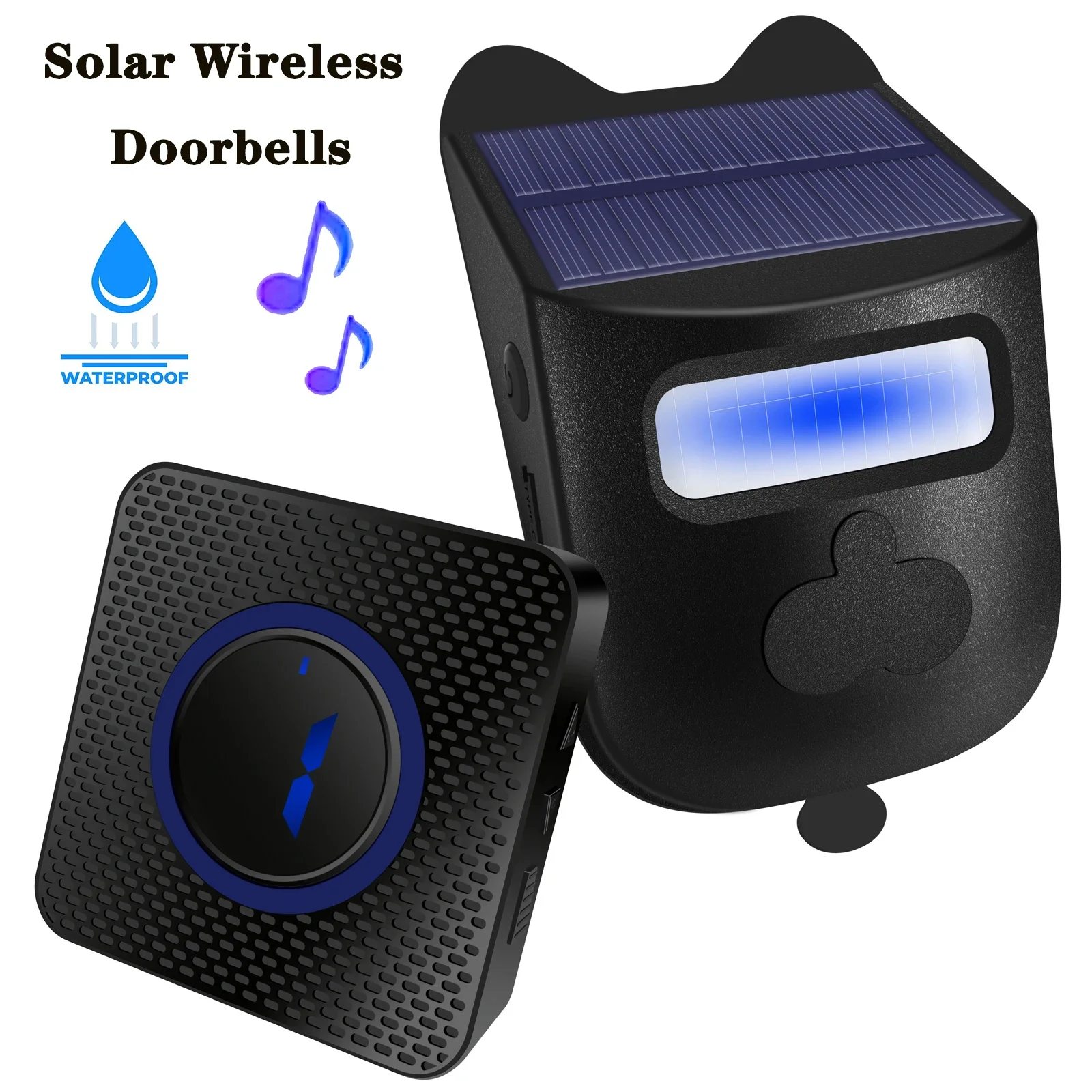 Solar-Wireless-Doorbell-Long-Range-Welcome-Alarm-Security-Protection ...