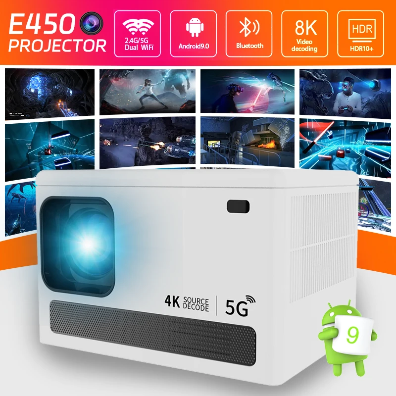 E450-8K-HD-Projector-Dual-Band-5G-WIFI-500-ANSI-Bluetooth-Projector ...