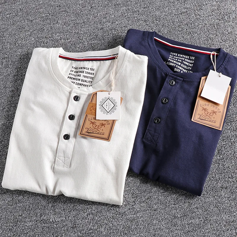 Summer-New-American-Retro-Henry-Collar-T-shirt-Men-s-Fashion-Simple ...