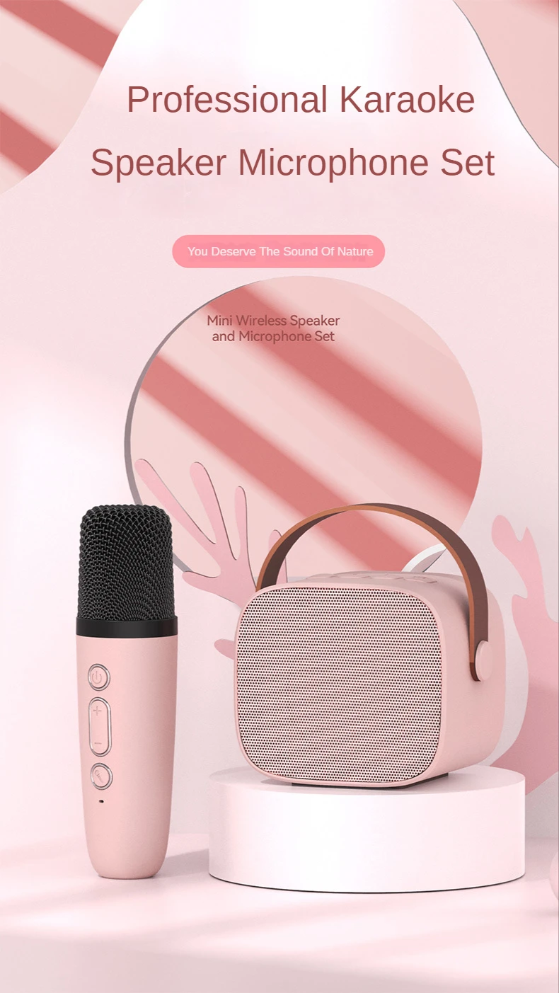 Deux micros rose-Mini micro sans fil Bluetooth, petit haut-parleur ...