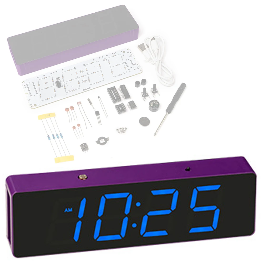 LED-Electronic-Clock-Kit-4-Light-Control-Modes-Alarm-Clock-Time-Error ...