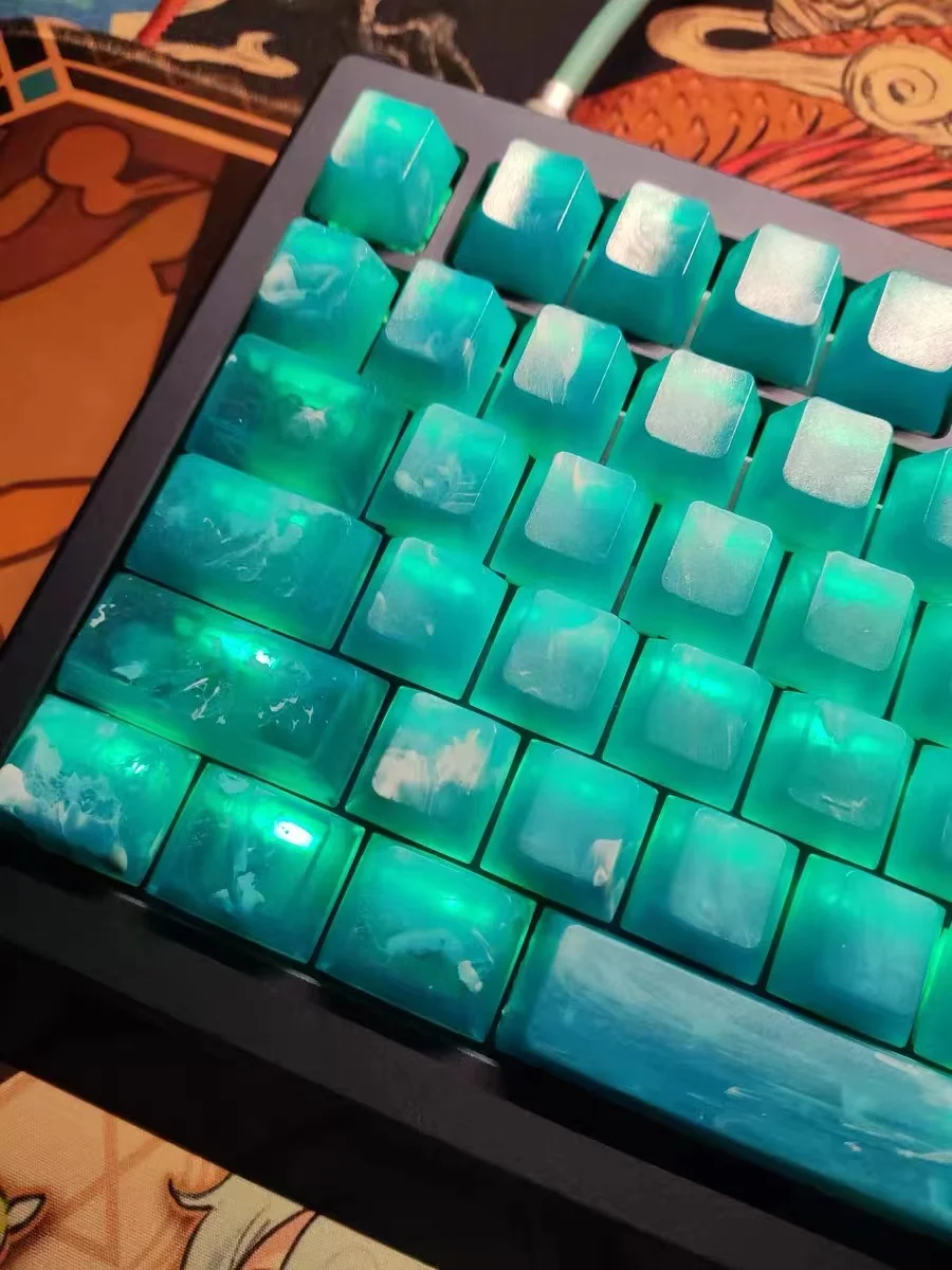 Transparent-Keycaps-130-Keys-Blue-Glacie-DIY-For-Gaming-Mechanical ...