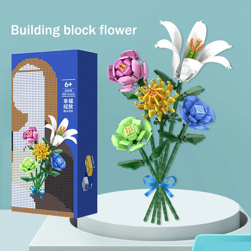 Building-Blocks-Flower-Mini-Plant-Potted-Bouquet-Home-Decoration-DIY ...
