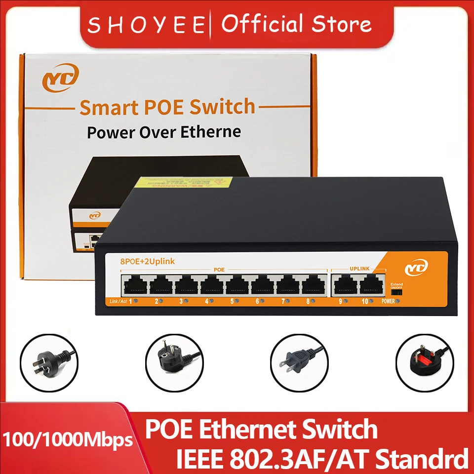 10-Port POE RJ45 Ethernet Switch with for 802.3af/at Smart Managed ...