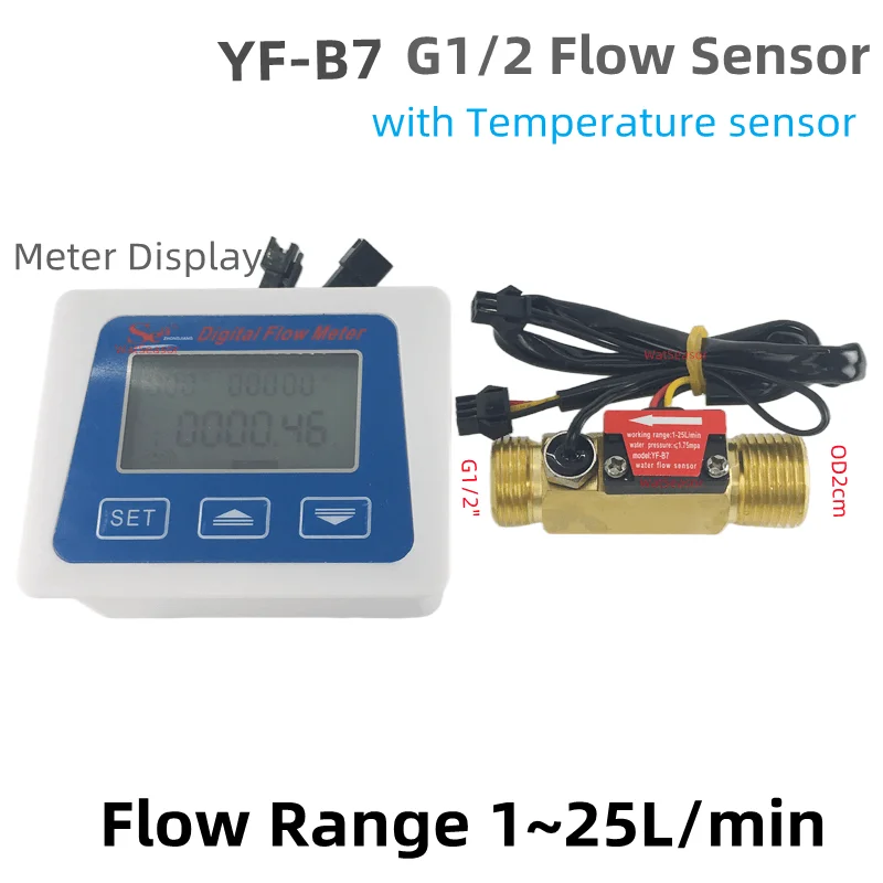 Digital-Flow-Meter-Brass-flow-sensor-Temperature-measuring-Total-flow ...