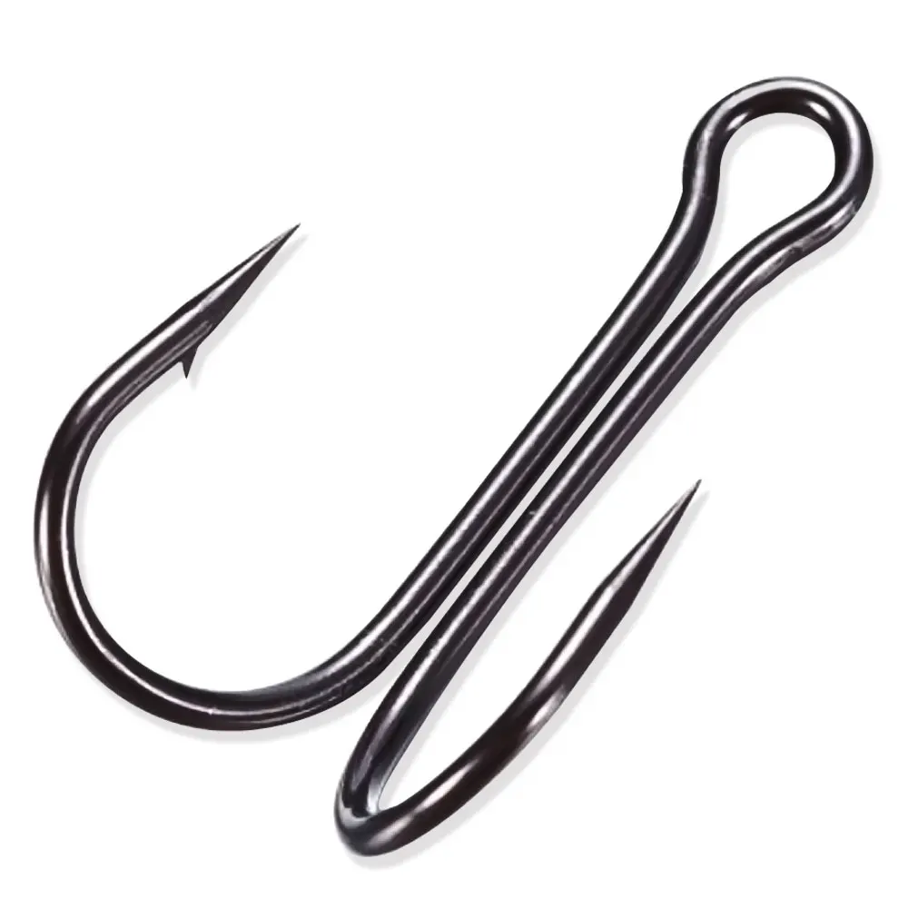 10pcs Long Shank Double Hook Weedless Fishing hook Fly Tying Duple Hook ...
