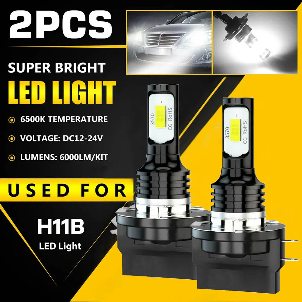 2Pcs-H11B-Led-Headlight-Bulbs-CSP-6500k-White-Fog-Light-Lamps-For-Car ...
