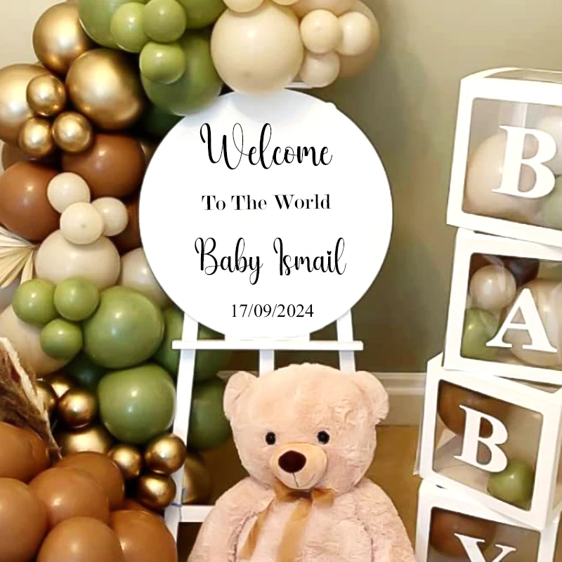 Round-Baby-Shower-Welcome-Sign-35cm-KT-Board-Personalited-Custom ...