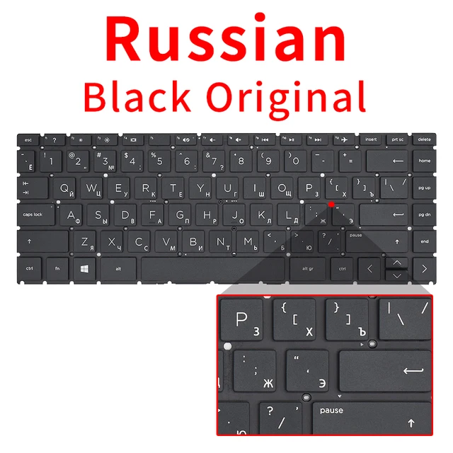 Original US Russian Laptop Keyboard With Backlight For HP Pavilion X360 ...