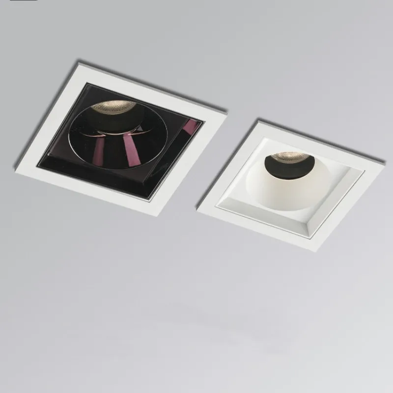 Dimmable recessed LED spotlight square single head grille light anti ...