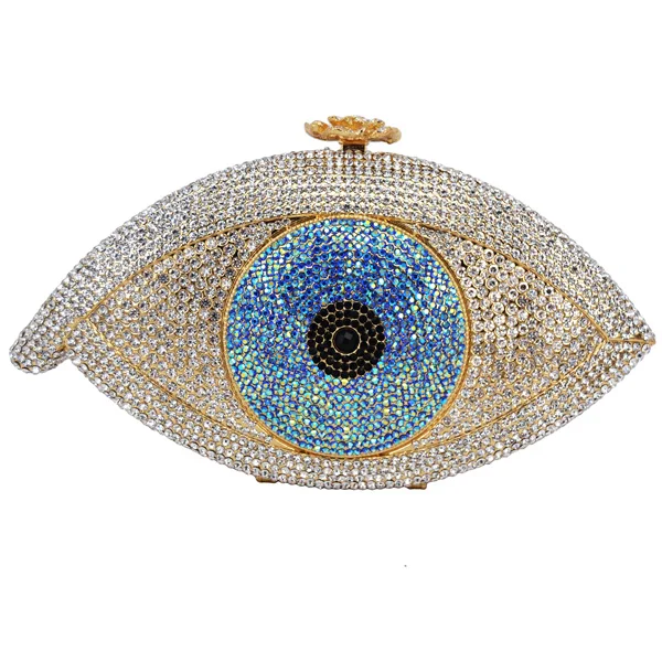 Blue Evil eye bag Women clutch bag silver evening bag femme pochette ...