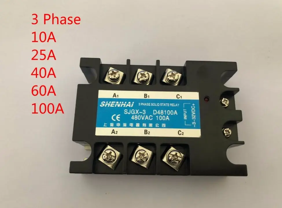 25a 40a 60a 100a Ssr 3 Phase Solid State Relay Ssr-100 Ac To Ac Solid ...