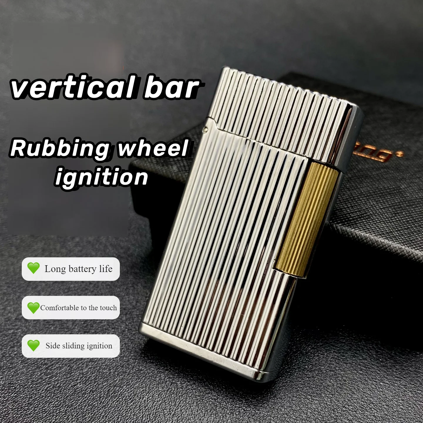 Oil Lighter Side-slip Zinc Alloy Vertical Chrome Design Long-Lasting ...