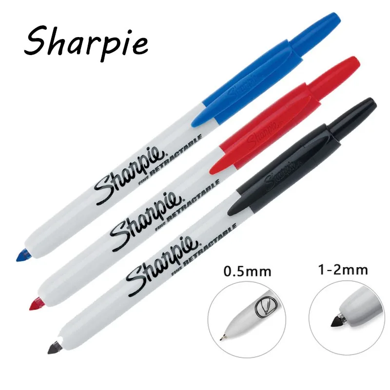 New-3-Colour-Sharpie-Retractable-Push-Marker-Pen-0-5mm-An-1-2mm-Art ...
