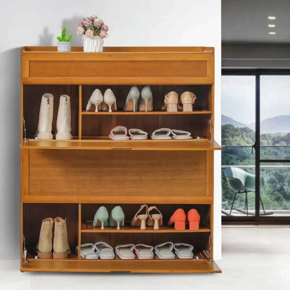 Bamboo-7-layer-shoe-storage-cabinet-with-high-heels-sliding-door-sports ...